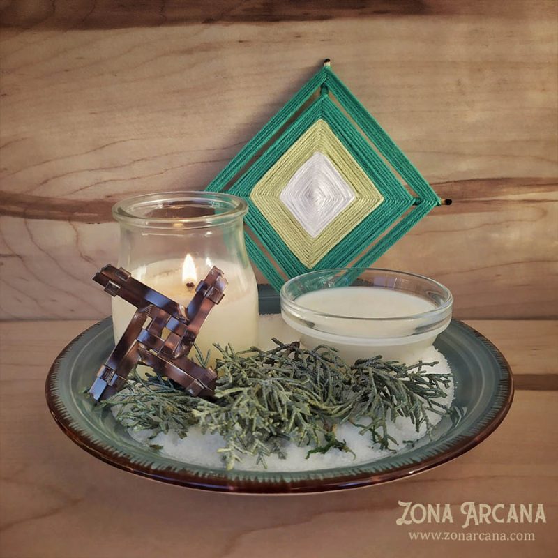 Mini altar de Imbolc en un plato - Zona Arcana
